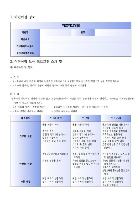 영유아보육프로그램의 종류별특성 및 문제점