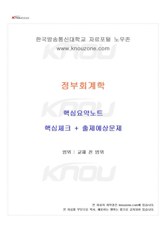 2019년 1학기 정부회계학 교재전범위 핵심요약노트