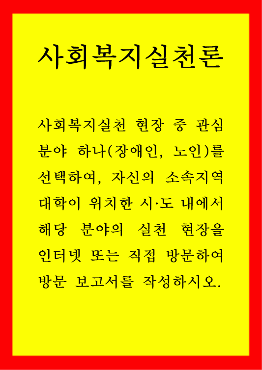 사회복지 = 사회복지실천론 = 사회복지실천 현장 방문 보고서