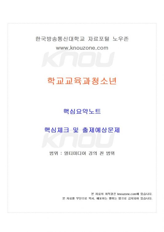 2019년 2학기 학교교육과청소년 멀티미디어 강의 전 범위 핵심요약노트
