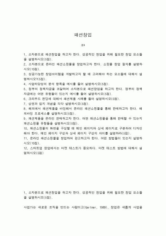 패션창업 레포트 자료