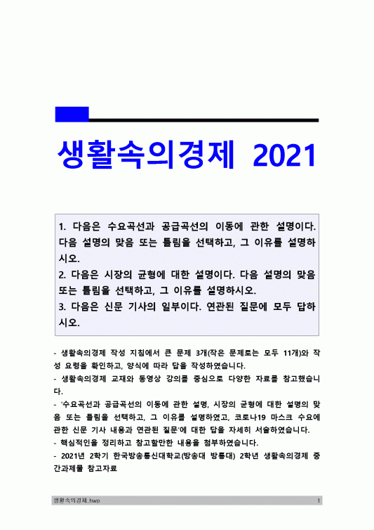 생활속의경제 2021] 연관된 다른 재화의 가격 변화는 수요 곡선을 이동시킨다. 생산요소의 가격 변화는 수요 곡선을 이동시킨다. 상품에 대한 기호의 변화는 공급 곡선을 이동시킨다. 생산기술의 변화는 공급 곡선을 이동시킨다. 수요곡선이 우하향하고 공급 곡선이 수직일때, 수요곡선이 우하향하고 공급 곡선이 수평일때, 공적 마스크 가격상한제 가격하한제 생활속의경제