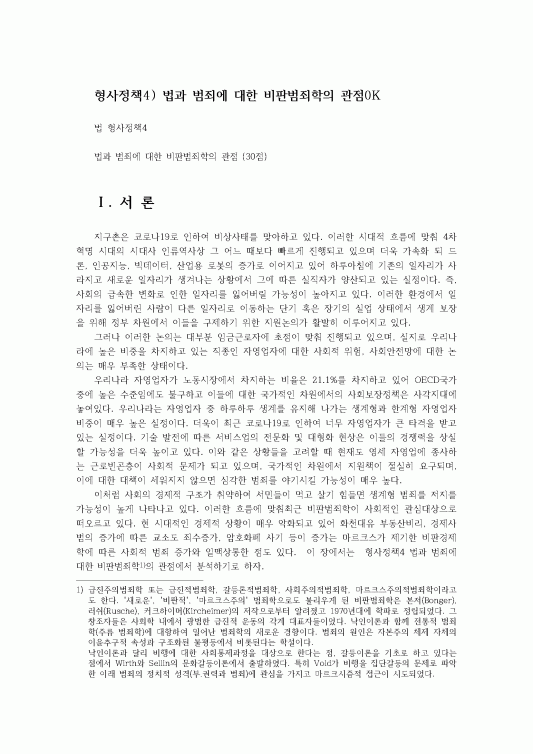 형사정책4) 법과 범죄에 대한 비판범죄학의 관점0K