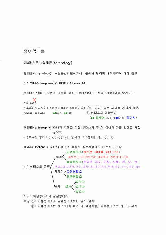 영어학개론 4장 형태론