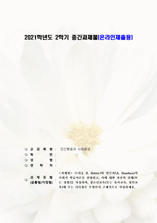 로터(J. B. Rotter)와 반두라(A. Bandura)의 사회적 학습이론을 설명하고, 이에 대한 자신의 견해(또는 경험)를 작성하며, 청소년교육(또는 유아교육, 성인교육)에 주는 시사점은 무엇인지 구체적으로 작성하세요.