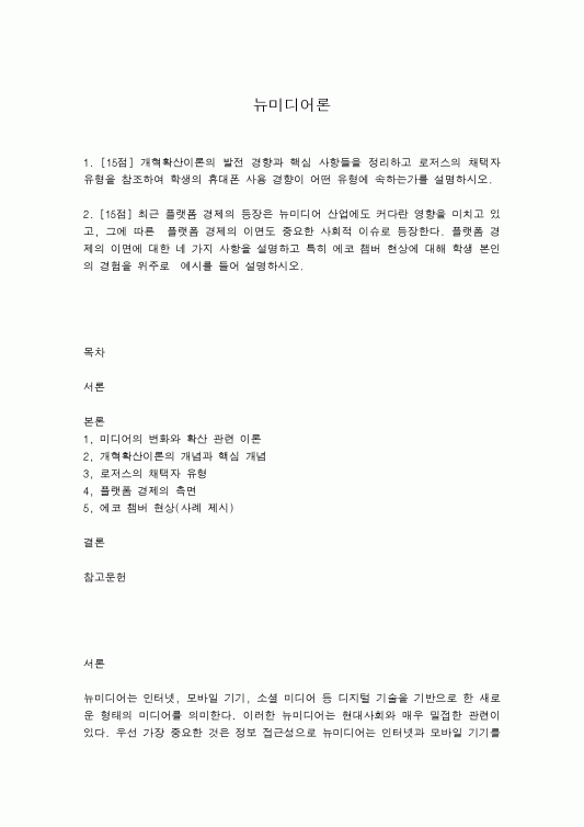 뉴미디어론 레포트 자료
