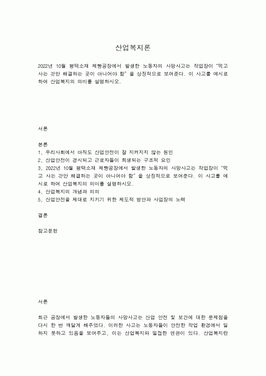 산업복지론 레포트 자료