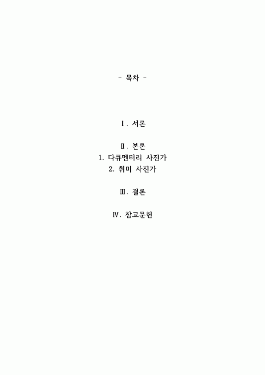 사진의이해-예술사진가, 광고사진가, 다큐멘터리사진가