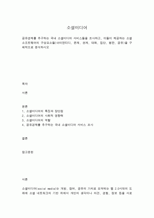 소셜미디어 레포트 자료