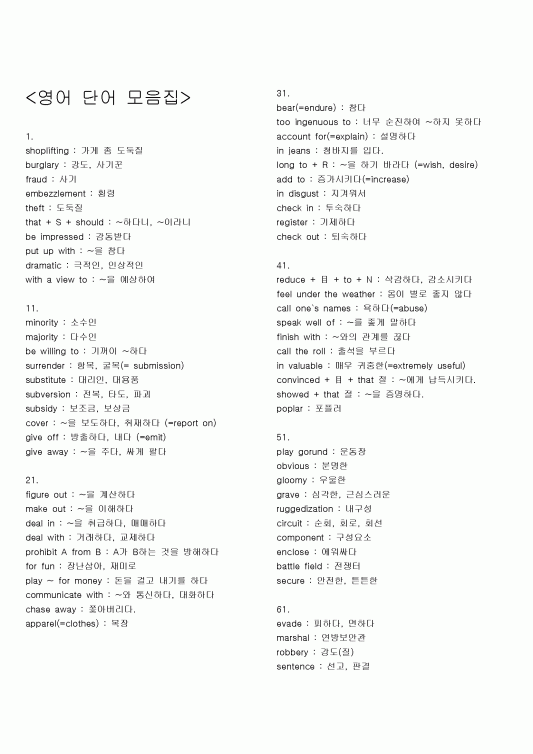 농협 인적성 검사 영어 단어 모음집