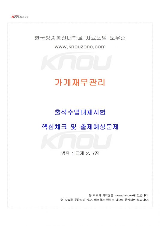 2024년 2학기 가계재무관리 출석수업대체시험 핵심체크
