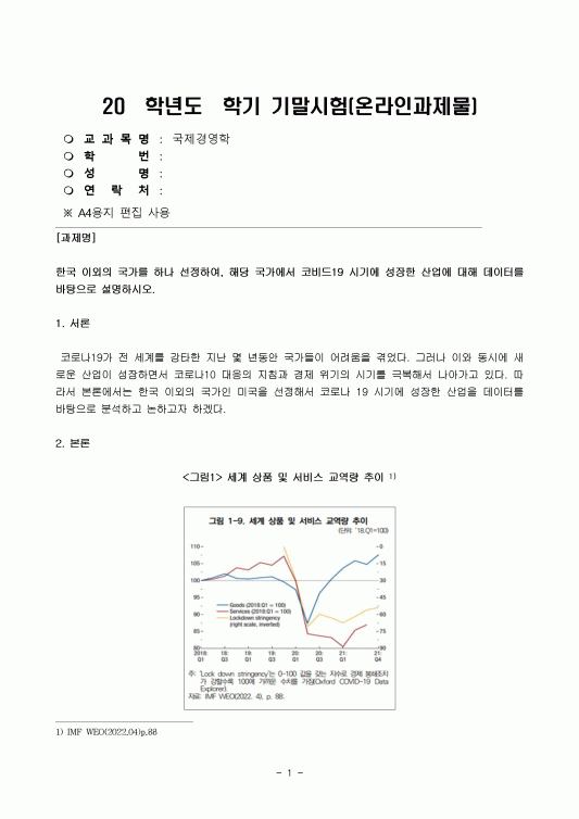 국제경영학_한국 이외의 국가를 하나 선정하여, 해당 국가에서 코비드19 시기에 성장한 산업에 대해 데이터를 바탕으로 설명하시오