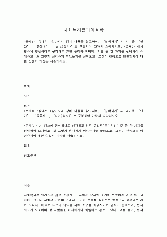 사회복지윤리와철학