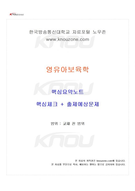 2025년 1학기 영유아보육학 교재 전 범위 핵심요약노트