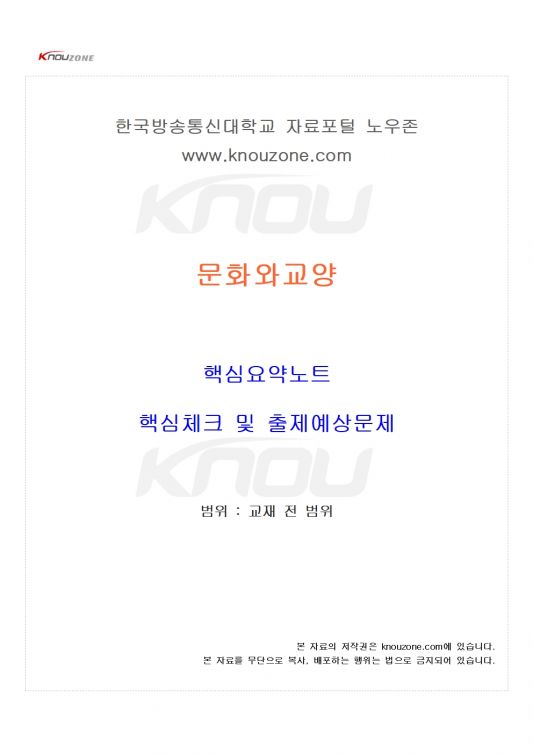 2025년 1학기 문화와교양 교재 전 범위 핵심요약노트