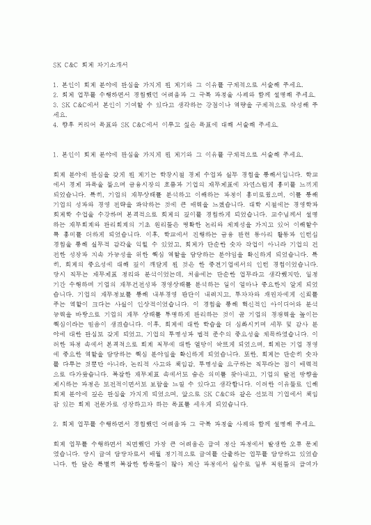 SK C&C 회계 자기소개서