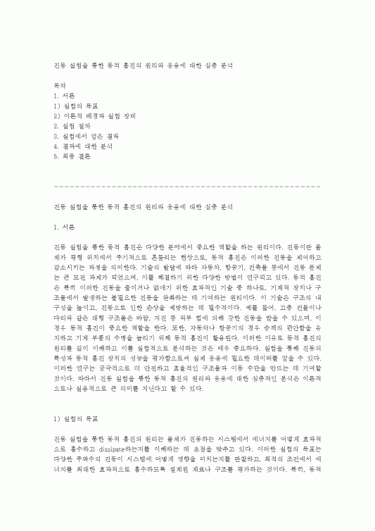 진동 실험을 통한 동적 흡진의 원리와 응용에 대한 심층 분석