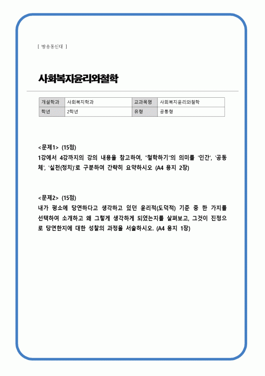 사회복지윤리와철학) 1강에서 4강까지의 강의 내용을 참고하여, 철학하기의 의미를 인간, 공동체, 실천(정치)로 구분하여 간략히 요약하시오