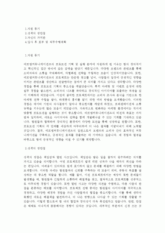 에프엠커뮤니케이션즈_프로모션 기획 및 실행_BEST 우수 자기소개서