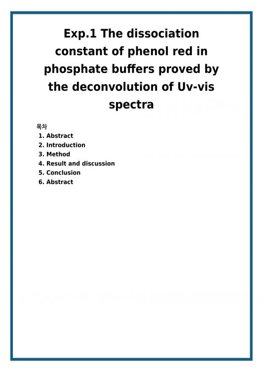 Exp.1 The dissociation constant of phenol red in phosphate buffers proved by the deconvolution of Uv