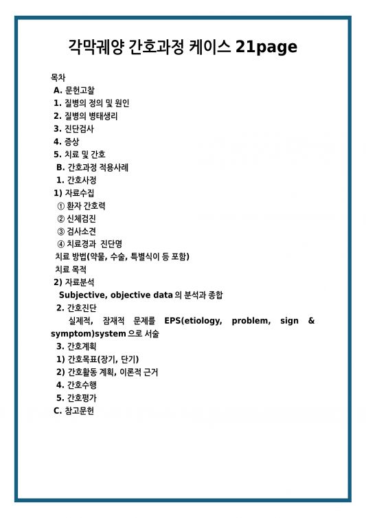 각막궤양 간호과정 케이스 21page