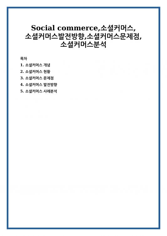 Social commerce,소셜커머스,소셜커머스발전방향,소셜커머스문제점,소셜커머스분석