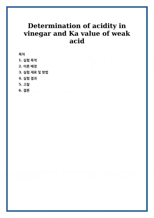 Determination of acidity in vinegar and Ka value of weak acid