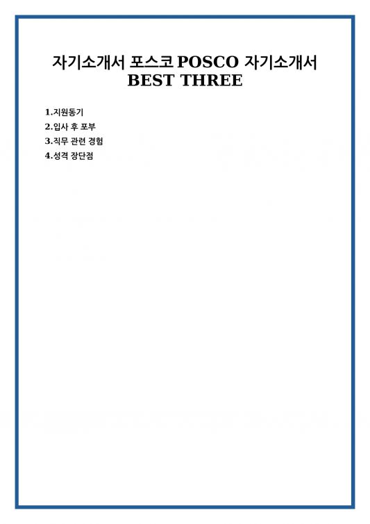 자기소개서 포스코POSCO BEST THREE