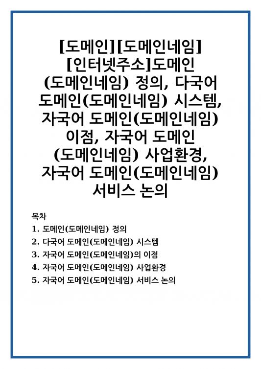 [도메인][도메인네임][인터넷주소]도메인(도메인네임) 정의, 다국어 도메인(도메인네임) 시스템, 자국어 도메인(도메인네임) 이점, 자국어 도메인(도메인네임) 사업환경, 자국어 도메인(도메인네임) 서비스 논의