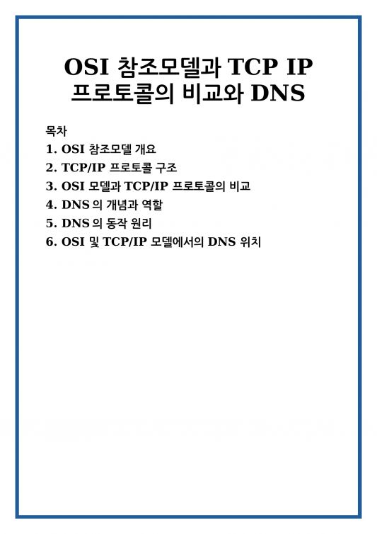 OSI 참조모델과 TCP IP 프로토콜의 비교와 DNS