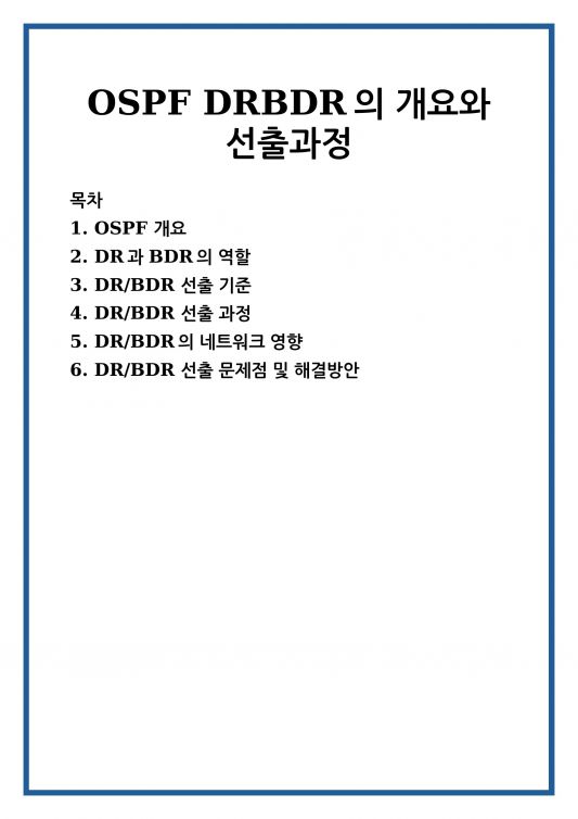 OSPF DRBDR의 개요와 선출과정