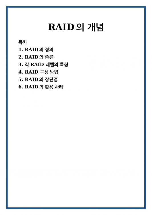 RAID의 개념 레포트 자료