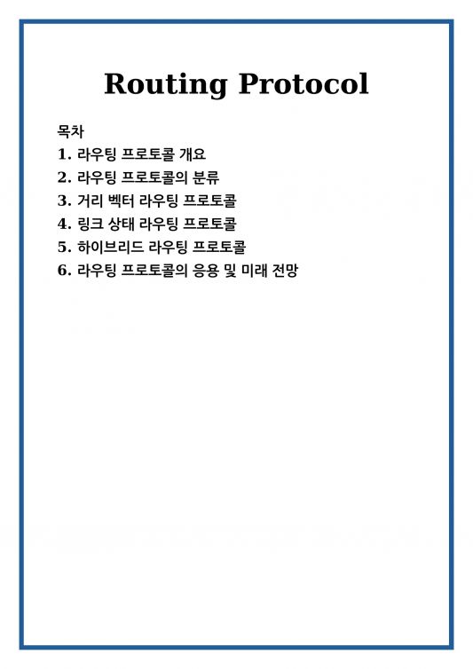 Routing Protocol 레포트 자료