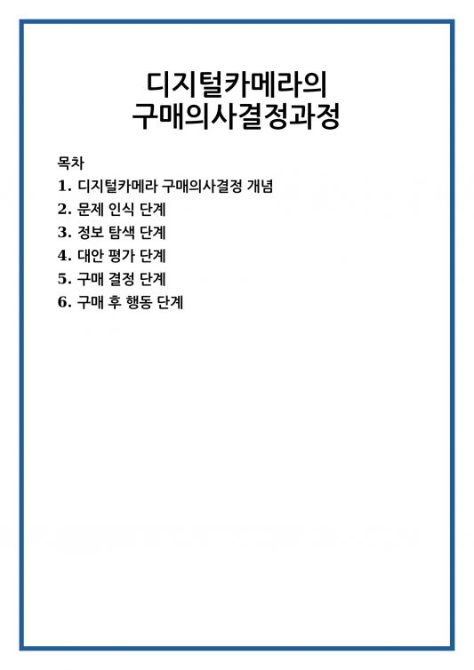 디지털카메라의 구매의사결정과정