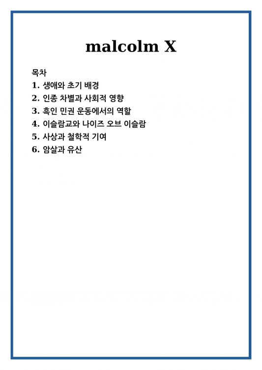 malcolm X 레포트 자료