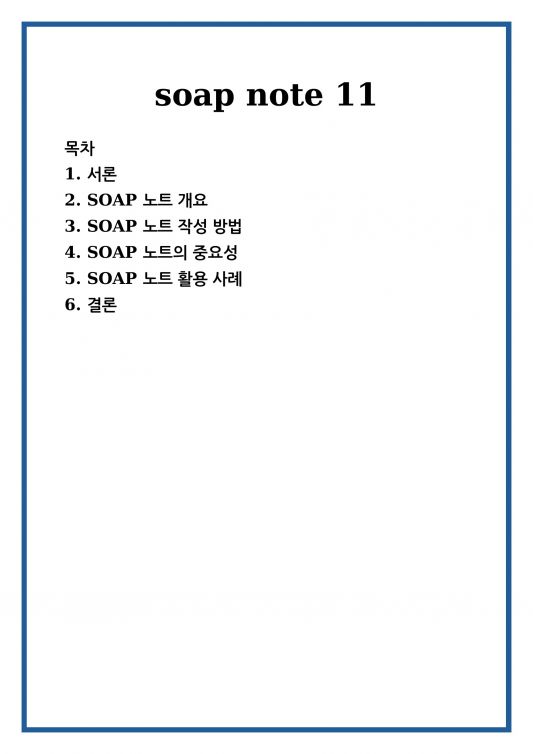 soap note 11 레포트 자료
