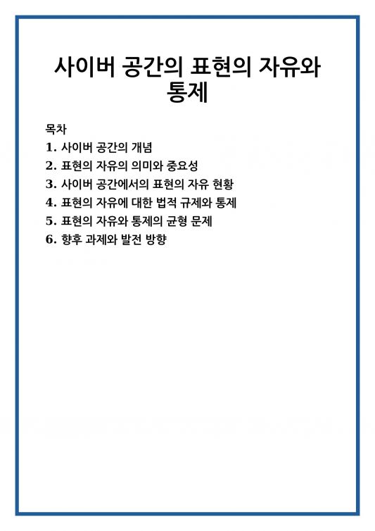 사이버 공간의 표현의 자유와 통제