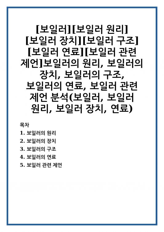 [보일러][보일러 원리][보일러 장치][보일러 구조][보일러 연료][보일러 관련 제언]보일러의 원리, 보일러의 장치, 보일러의 구조, 보일러의 연료, 보일러 관련 제언 분석(보일러, 보일러 원리, 보일러 장치, 연료)