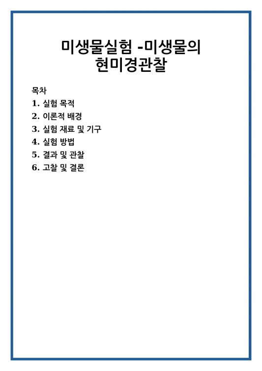 미생물실험 -미생물의 현미경관찰