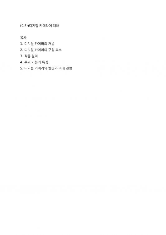 (디카)디지탈 카메라에 대해