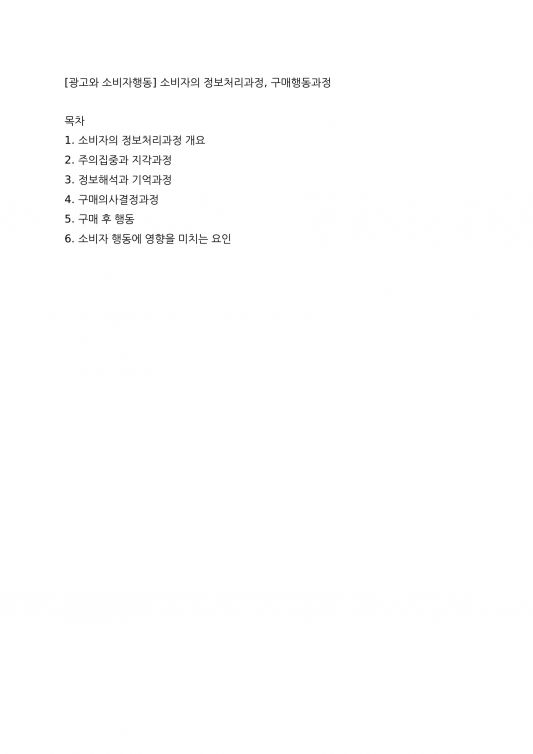 [광고와 소비자행동] 소비자의 정보처리과정, 구매행동과정