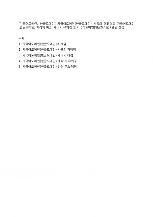 [자국어도메인, 한글도메인] 자국어도메인(한글도메인) 사용의 경쟁력과 자국어도메인(한글도메인) 제작의 이점, 제작의 유의점 및 자국어도메인(한글도메인) 관련 쟁점