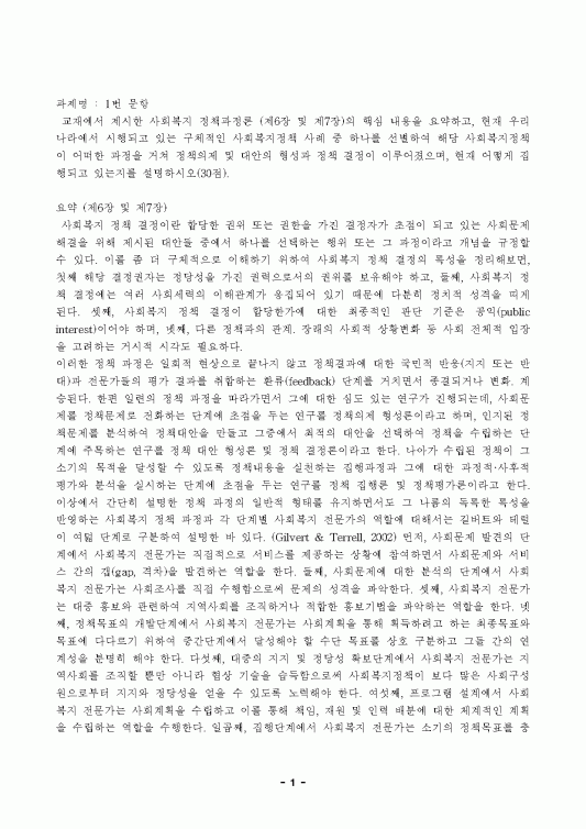 사회복지정책론 사회복지정책 사례