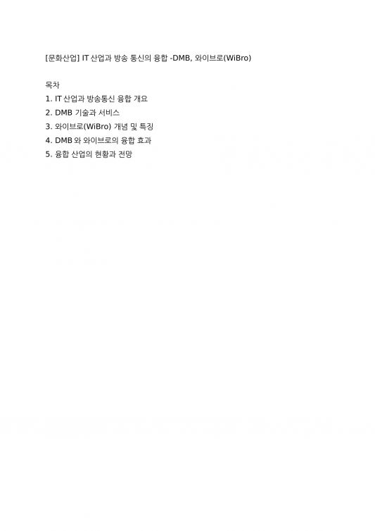 [문화산업] IT산업과 방송 통신의 융합 -DMB, 와이브로(WiBro)
