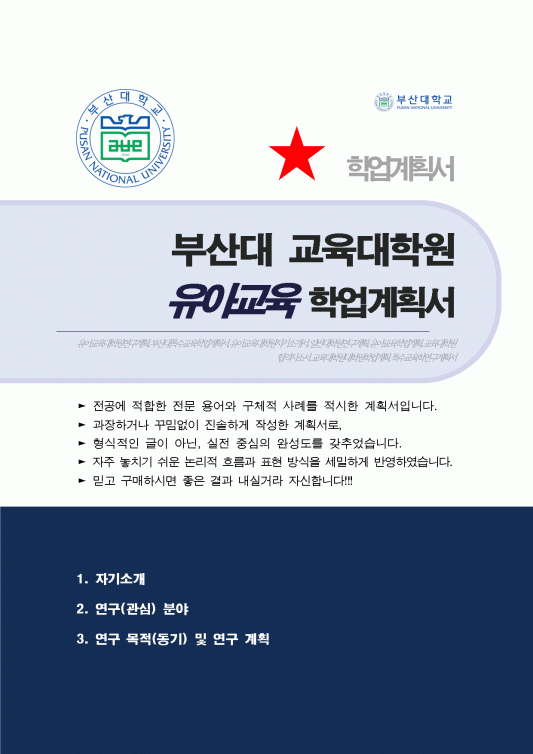 부산대 교육대학원 유아교육전공 자기소개서 수학계획서