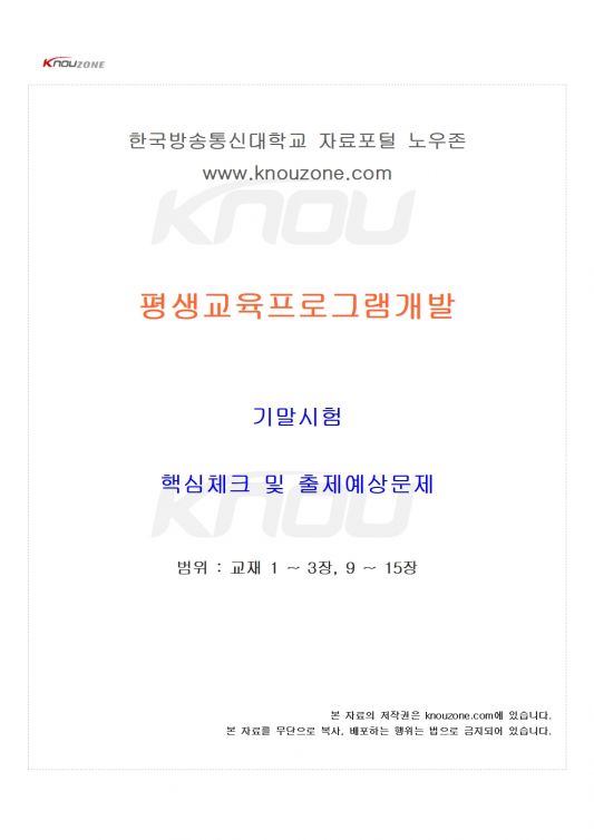 2025년 2학기 평생교육프로그램개발 기말시험 핵심체크