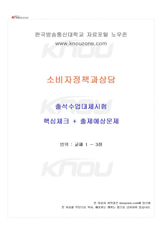 2025년 2학기 소비자정책과상담 출석수업대체시험 핵심체크