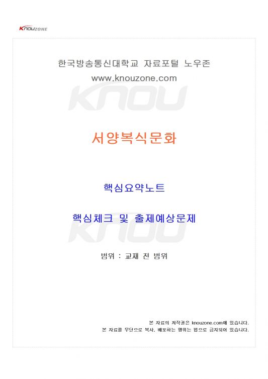 2025년 2학기 서양복식문화 교재 전 범위 핵심요약노트