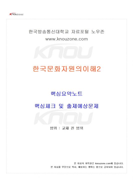 2025년 2학기 한국문화자원의이해2 교재 전 범위 핵심요약노트