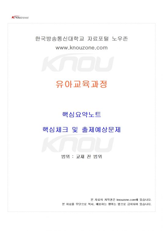 2025년 2학기 유아교육과정 교재 전 범위 핵심요약노트